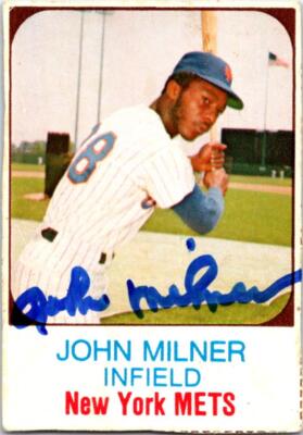 John Milner autographed baseball card (New York Mets) 1975 Hostess Mini ...