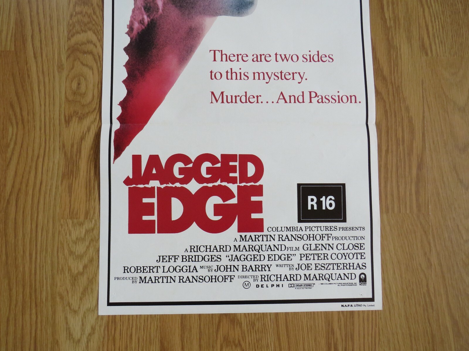 JAGGED EDGE ORIGINAL 1985 DAYBILL CINEMA FILM POSTER Glenn Close Jeff ...