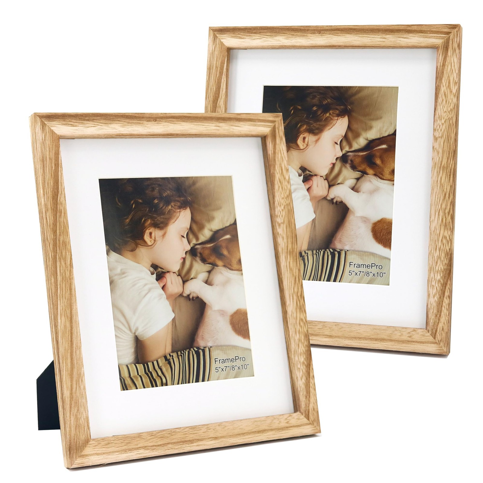 8x10 Picture Frame, Pack of 2 Rustic Wood Photo Display with White Mat ...