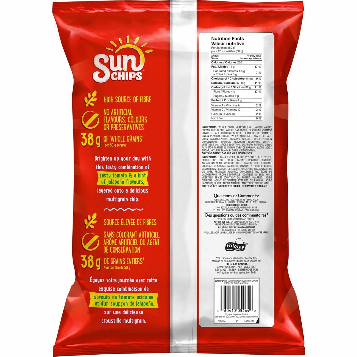Sun Chips Ingredient Label