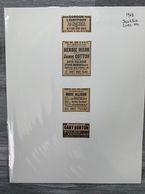 1968 NYC JAZZ & FOLK 1.75x2" Music Print Ad FN 6.0 Lightfoot Mann ...