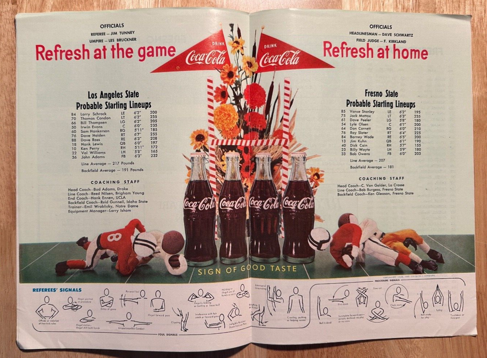 Los Angeles State Diablos 10/25/1958 NCAA football program vs Fresno ...