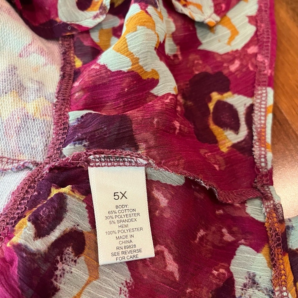 LOGO Lounge Lori Goldstein Top Floral Print Ruffle Hem Knit Long Sleeve ...