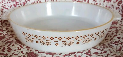 Vintage Termo Rey Brazil Pyrex style Milk Glass Gold Rimmed Pie Dish | eBay