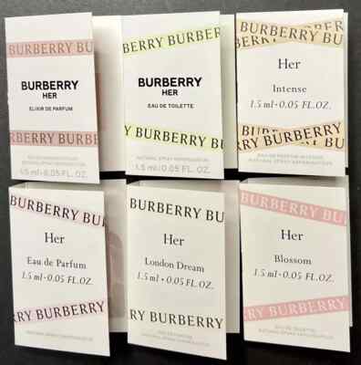 Burberry Her Perfume Collection Sample Spray Vial 6pc Set 1.5ml / 0 ...