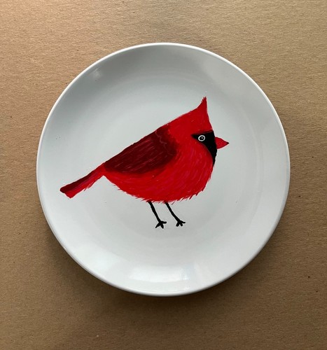 Hand-Painted Wall Decor Plate Cardinal Bird Art Painting | eBay