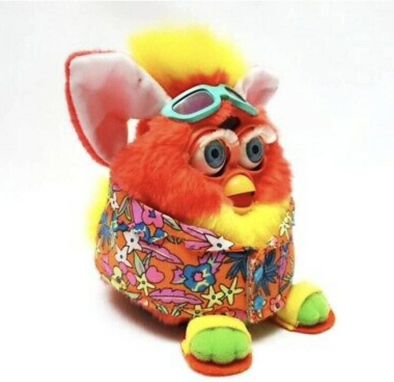 Tropical furby 1999 model 70-897 red and yellow fur blue eyes HIGHLY ...
