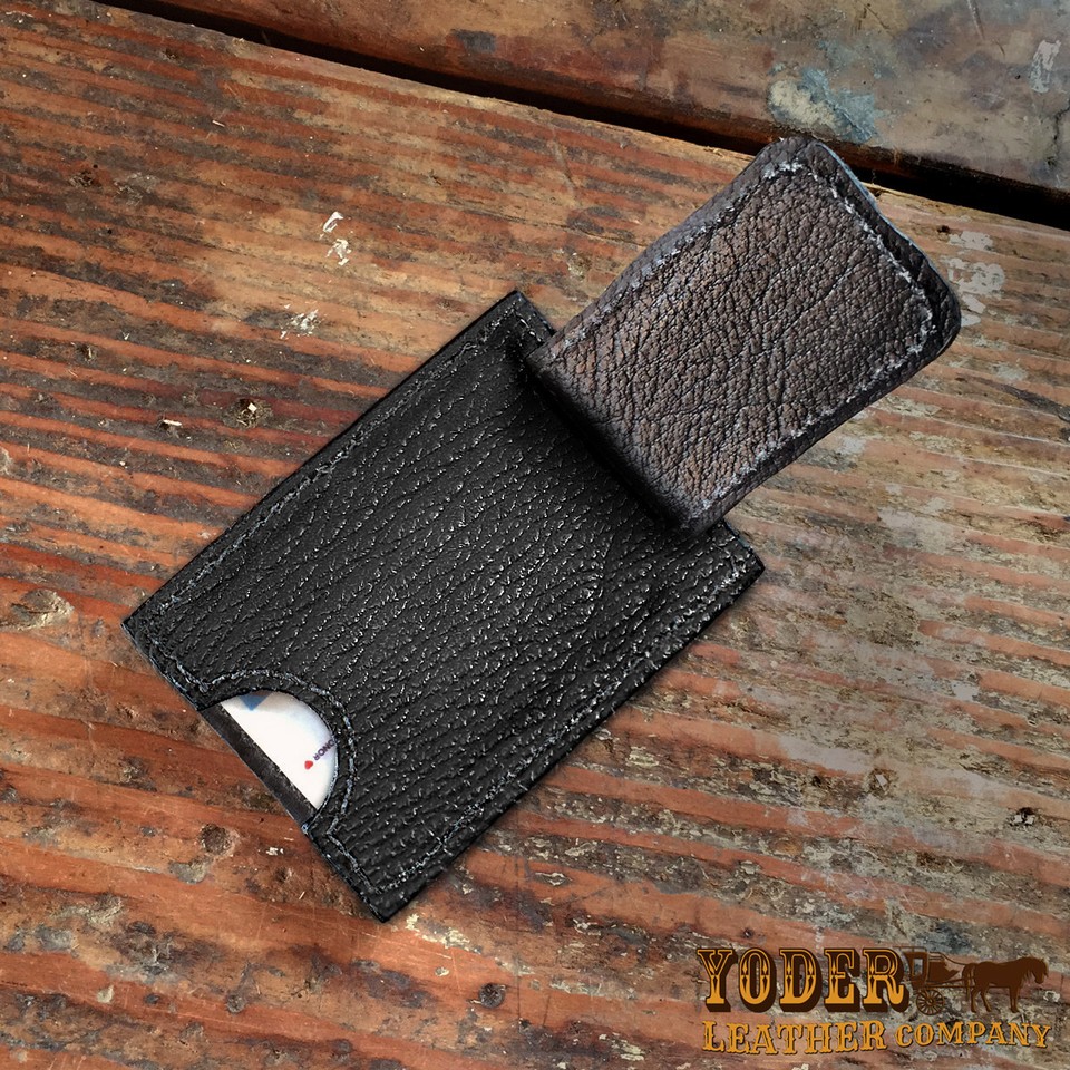 Black Shark Skin Amish Handmade Magnetic Money Clip Wallet - Real Shark ...