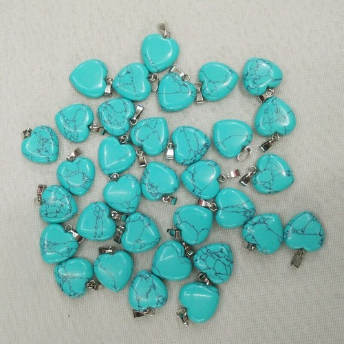 Turquoise Stone Heart 50pcs Turquoise Pendant Bead DIY Necklaces ...
