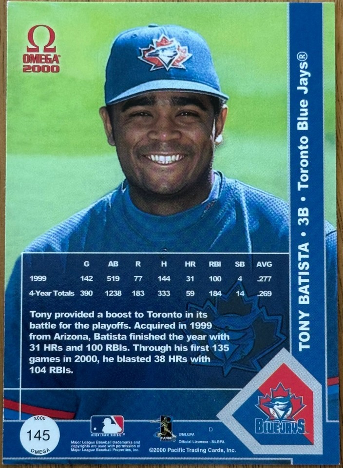 2000 Pacific Omega Gold #145 Tony Batista #d /120 | eBay