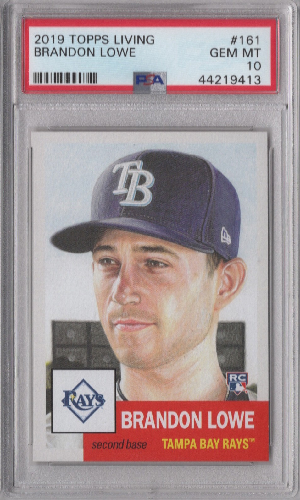 Brandon Lowe 2019 Topps Living PSA 10 Gem Mint Graded Card Rays Rookie ...