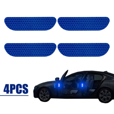 4 x Blue Reflective Strip Car Door Safety Warning Tape Decal Sticker ...
