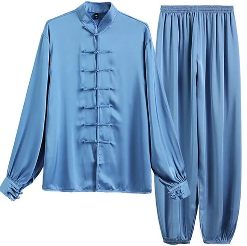 Acetate Ice Silk Taiji Suit Tai Chi Uniform Long Sleeved Wushu Exercise ...