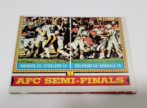 1974 Topps Football #460, AFC Semi-Finals, Raiders Dolphins Steelers ...