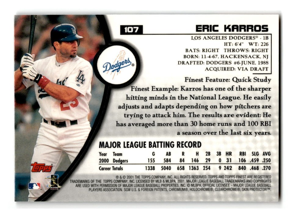 2001-Finest-#107-Eric Karros-Los Angeles Dodgers | eBay
