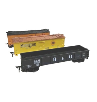 Life Like HO Scale 3 Train Car Reefer Michelob Freight B & O Gondola | eBay