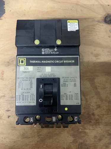 square d fa36030 3 Pole 480v 30A Circuit Breaker | eBay