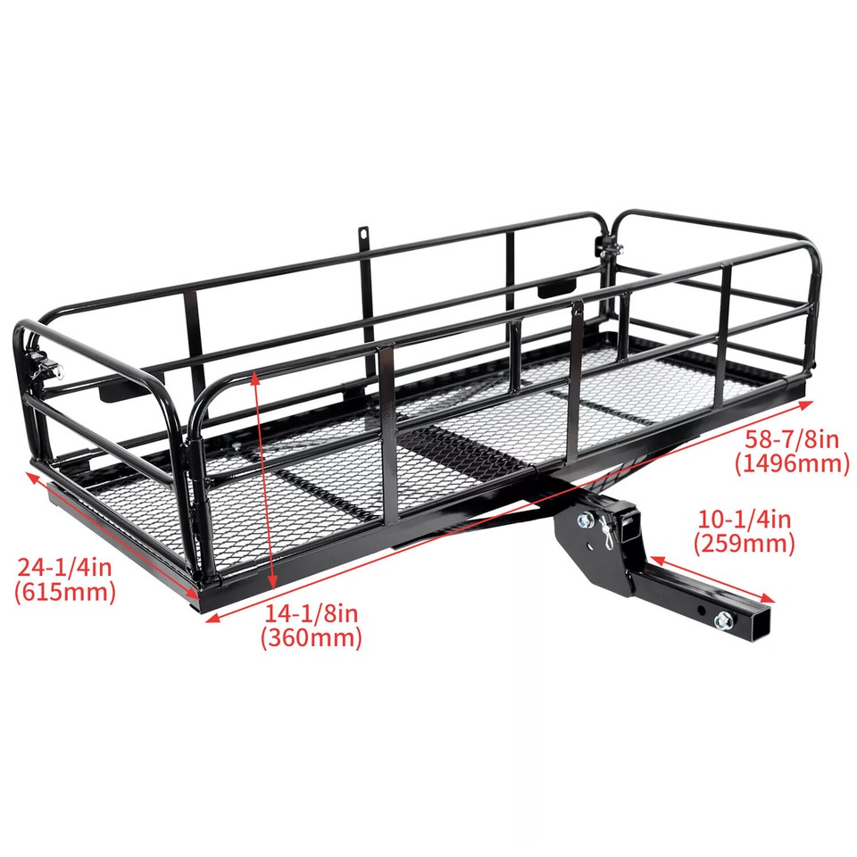 500 LBS Folding Trailer Hitch Cargo Carrier Basket 58