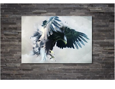 EAGLE BIRDS ABSTRACT WINGS CANVAS FRAMED WALL ART | eBay