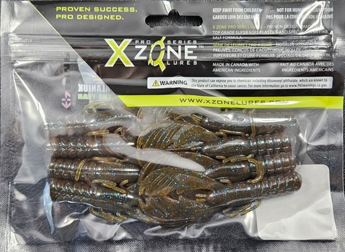X Zone Lures 3.25" Muscle Back Finesse Craw Grn Pmpkn Blue Flk 8pk *New* | eBay