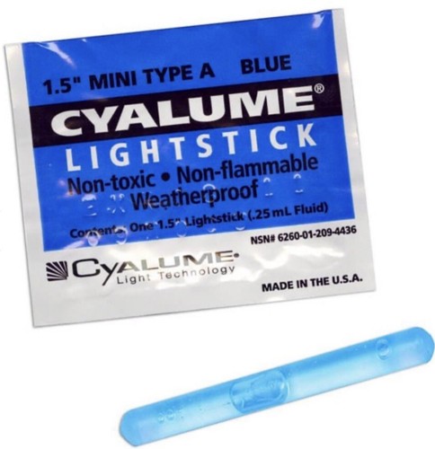 ChemLight Mini Type A Blue Light Stick Cyalume 1.5”GlowSticks X 50 ...