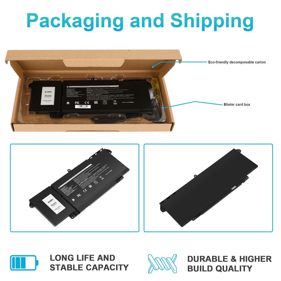 LOT 7FMXV Battery For Dell Latitude 5320 7320 7420 7520 9JM71 TN2GY ...