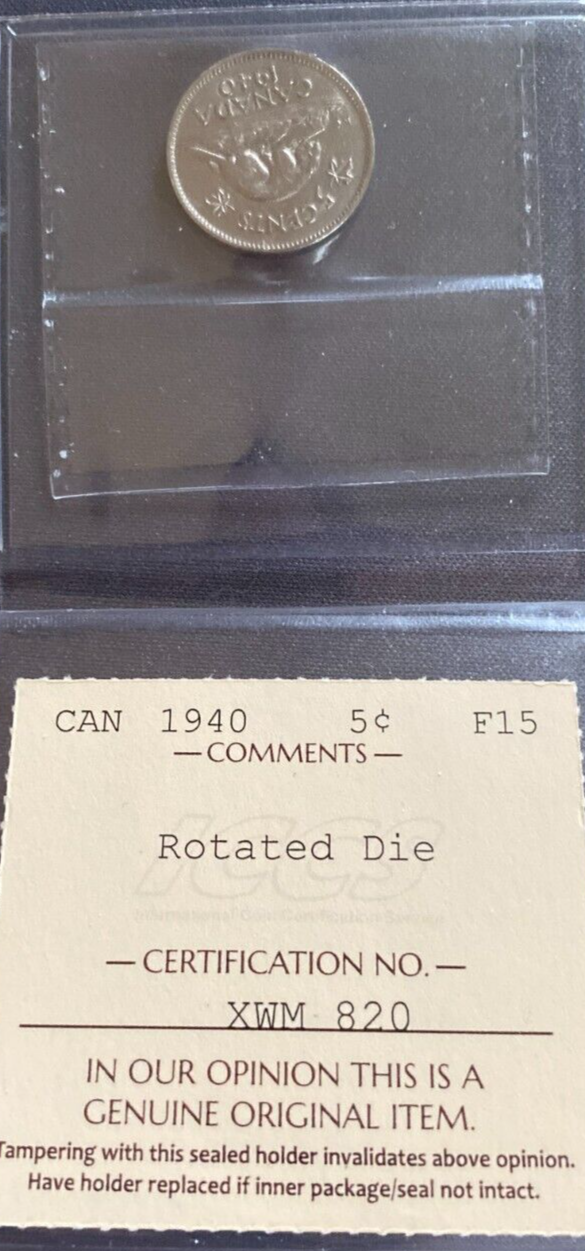 Canada - 5 cents - 1940 - Rotated Die - ICCS Certified - F-15 | eBay