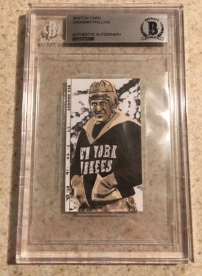 Red Grange Original Art Sketch Card New York Yankees Beckett BAS True 1 ...