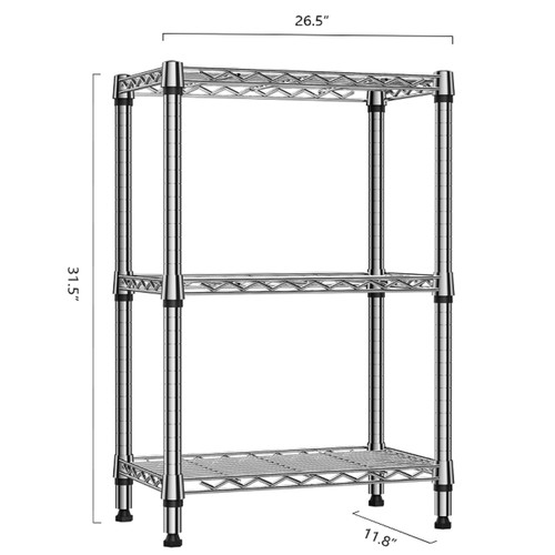 3-Tier Metal Shelf Adjustable Pantry Kitchen Storage Rack Shelves ...