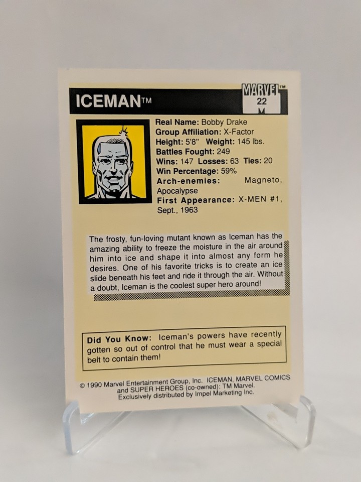 1990 Marvel Comics Super Heroes Trading Card #22 Iceman | eBay