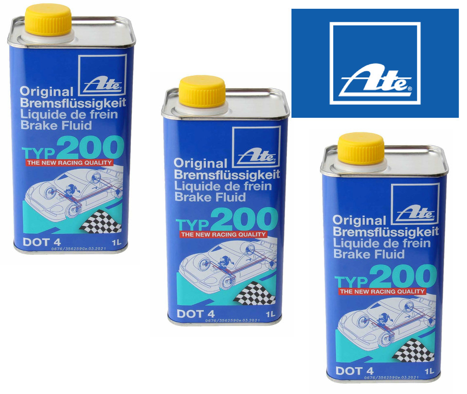 3 Pack ATE DOT 4 TYP 200 Brake Fluid (High Boiling Point) amber color ...