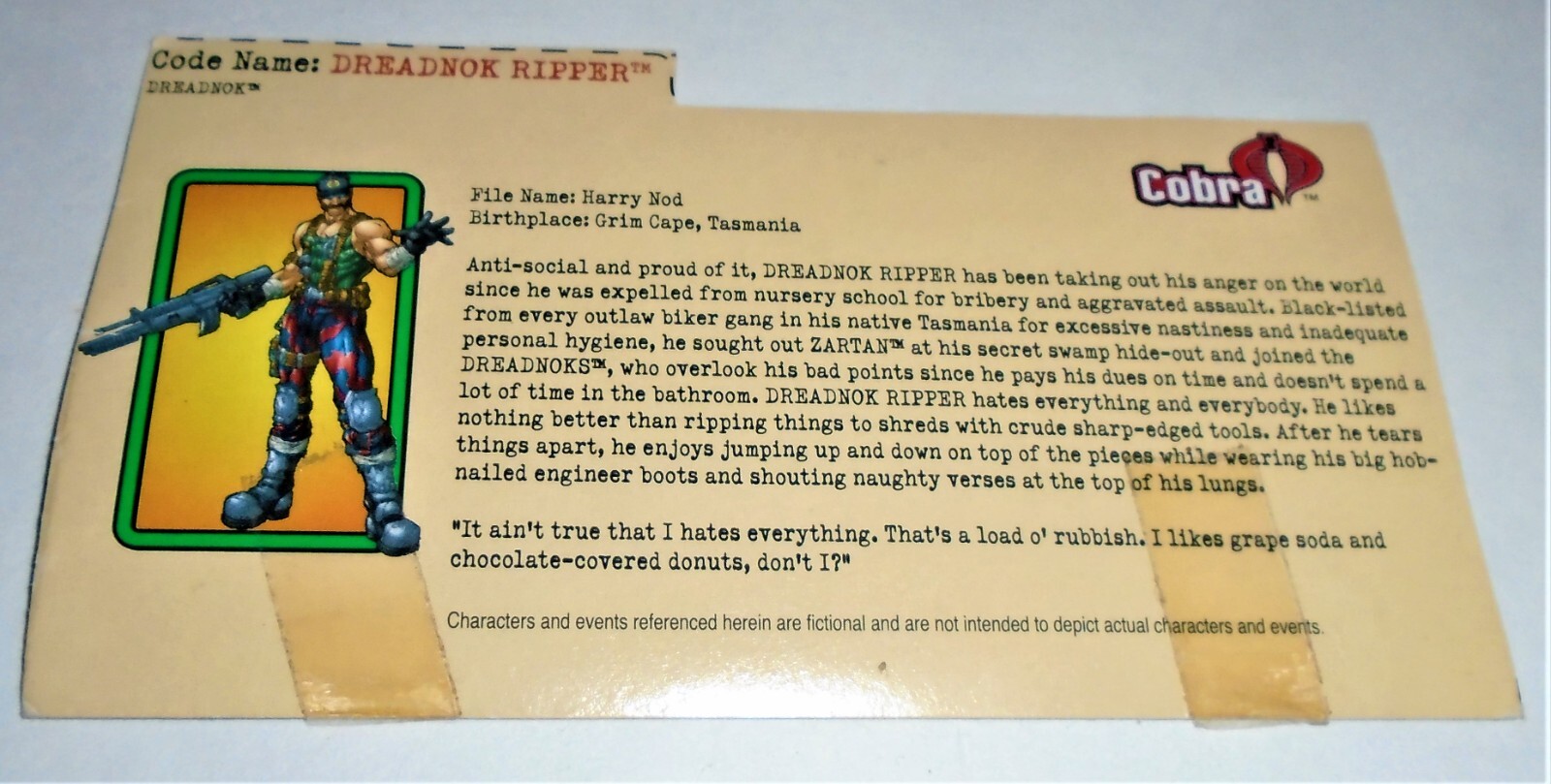 G I JOE File I.D. Card Filecard 2003 Dreadnok Ripper V3 | eBay
