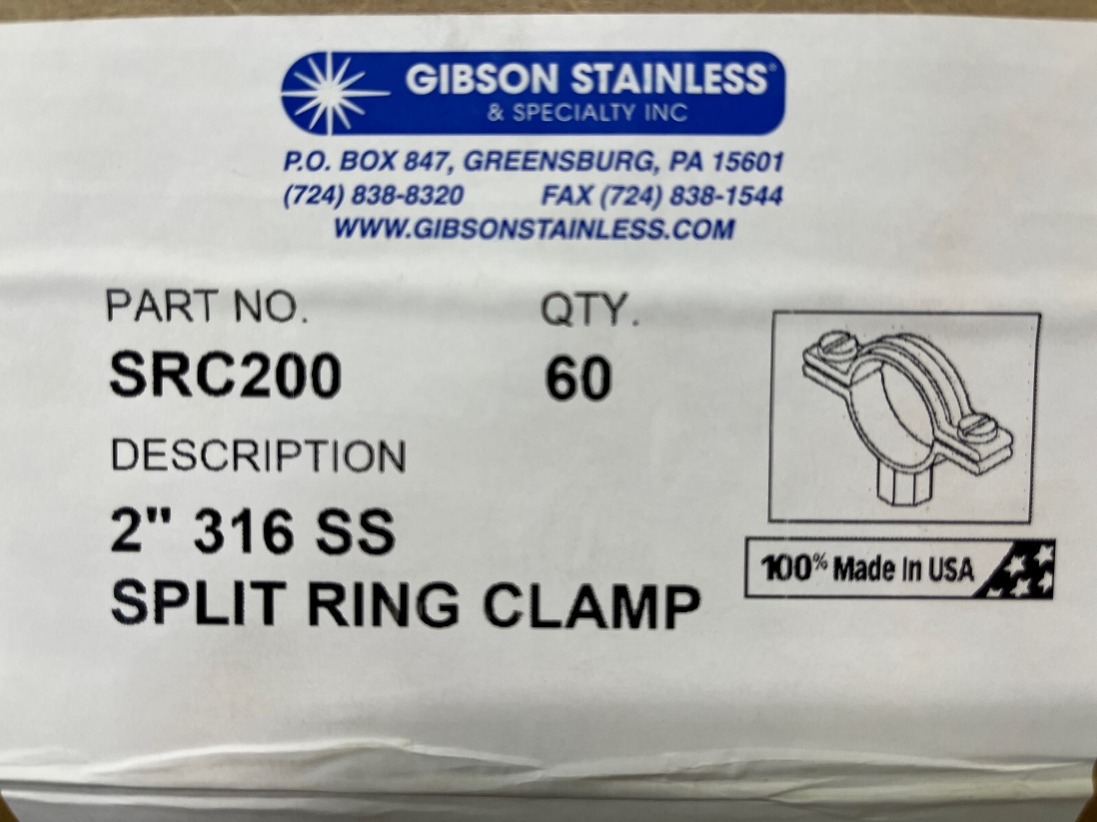 2" STAINLESS STEEL SPLIT RING CLAMP, USA, GIBSON PART # SRC200 | eBay