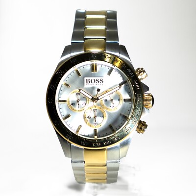 Mens 1512960 Ikon Two-Tone Chronograph Silver-Dial 46mm Hugo Boss | eBay