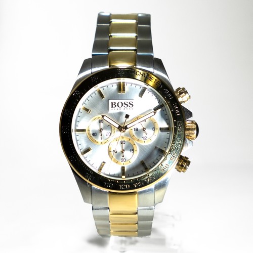 Mens 1512960 Ikon Two-Tone Chronograph Silver-Dial 46mm Hugo Boss | eBay