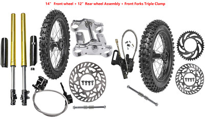 14"/ 12" Wheel Kit 60/100-14 Tire + 45/48mm Front Forks Triple CRF70 ...