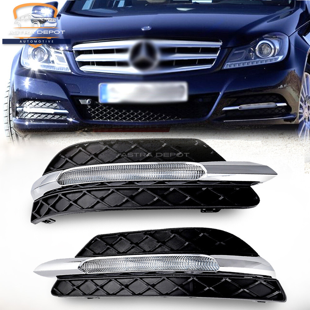 Pair LED DRL FOG LIGHT Lamp Cover for Mercedes Benz C-Class W204 C300 ...