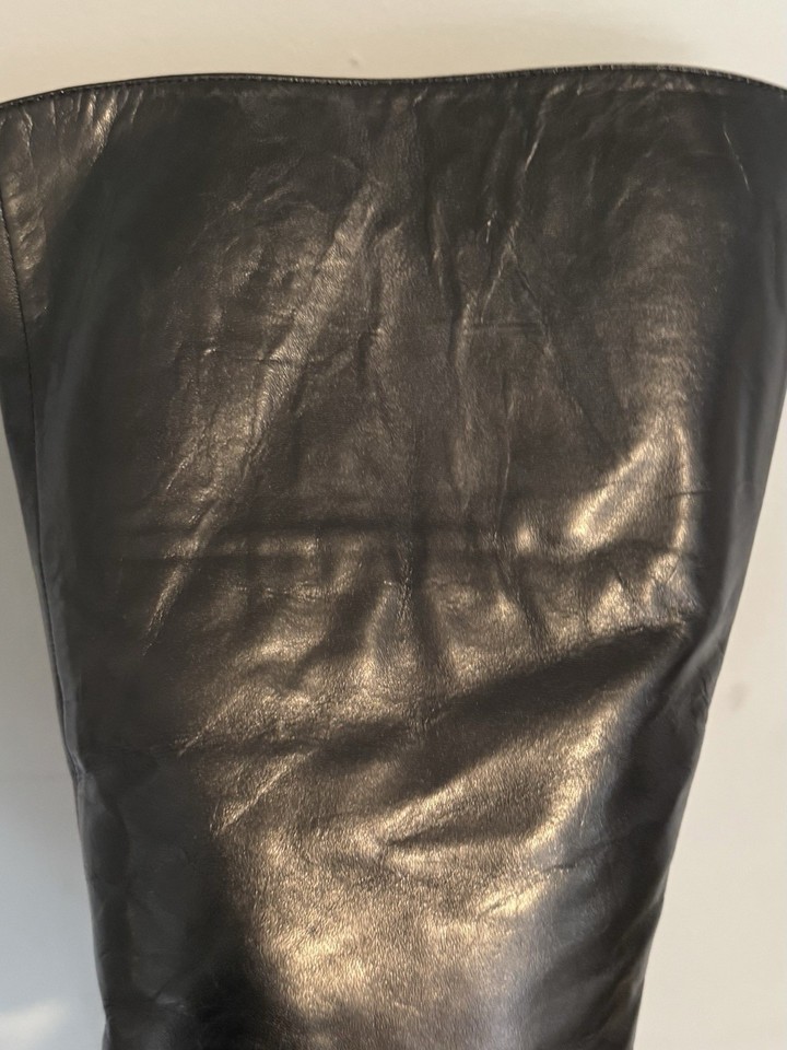 FITZWELL MISSION Women Tall Wide Calf Leather Black Boots Size 9 Side ...