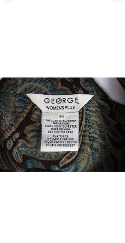 Vntg George Women's Plus -Paisley Teal Brown Suit Jacket/Blazer- Sz 16W | eBay
