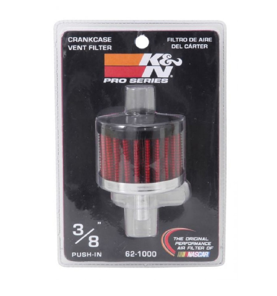 K&N 62-1000 Universal 3/8 Zinc Tube Crankcase Vent Air Filter w/ Steel ...