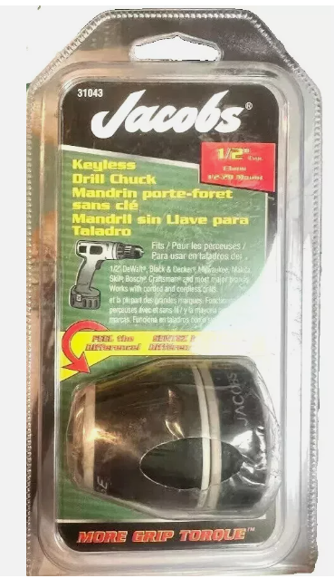 Jacobs 1/2" Replacement Keyless Drill Chuck 1/2-20 Mount Most Major ...