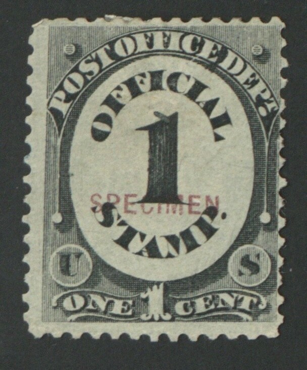 US BOB SC#O47S 1¢ POST OFFICE OFFICIAL SPECIMEN BLACK MARK NGAI HINGE ...