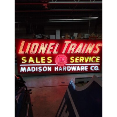 New Lionel Trains Painted Sign with Neon 10 FT W x 4 FT H | eBay