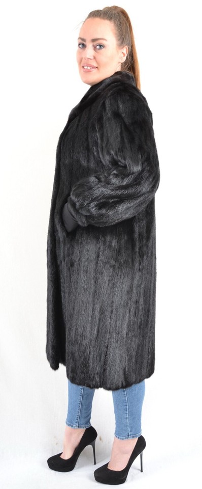 US4824 REAL MINK FUR COAT RANCH MINK FEMALE SKINS SIZE L - NERZMANTEL ...