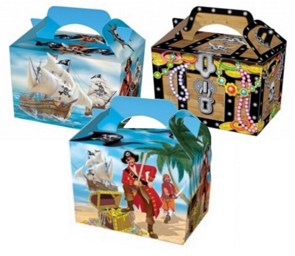 6 x Childrens Kids Themed Party Boxes Carry Food Meal Box Birthday Gift ...