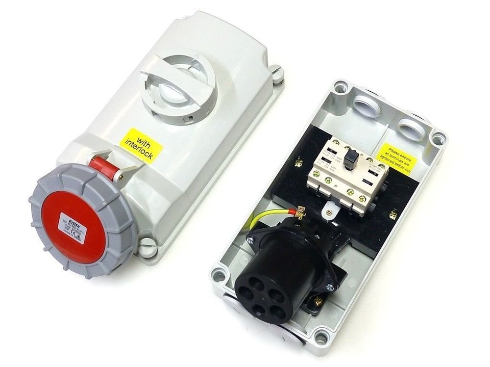 32A Socket Interlock 3P+N+E 5 Pin Isolator Switch 380V - 415V ...
