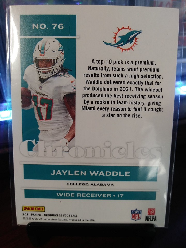 Jaylen Waddle RC 2021 Panini Chronicles Rookie Card #76 Base | Miami ...