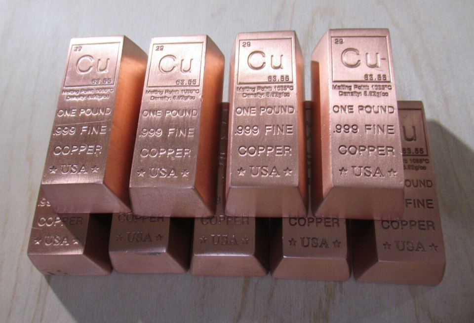 1 Pound lb. Copper Bullion Bar, 16 oz. Trapezoid / .999 Element Copper ...