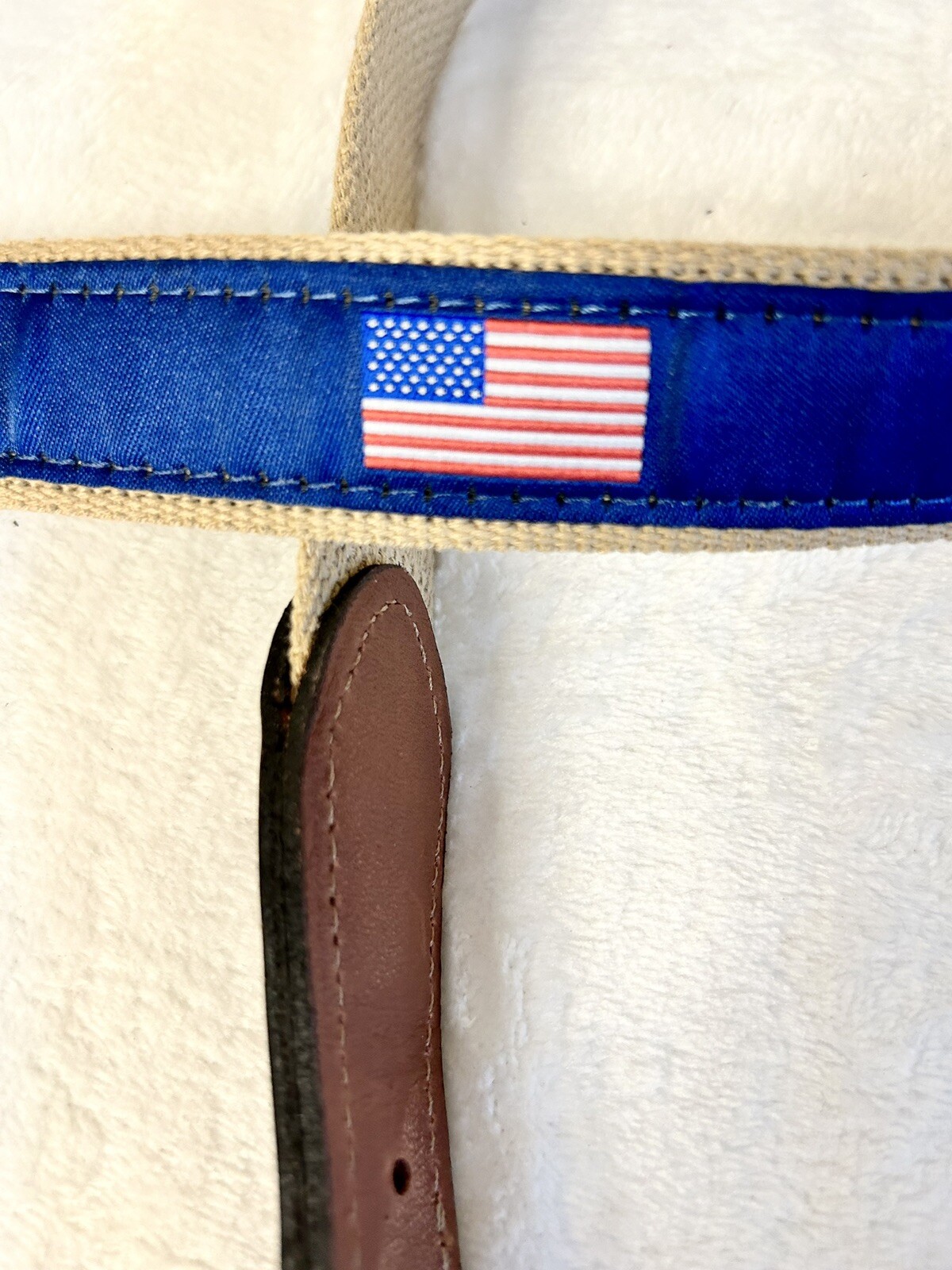 Zep-Pro American Flag Belt Navy Tan Webbing Leather B… - Gem