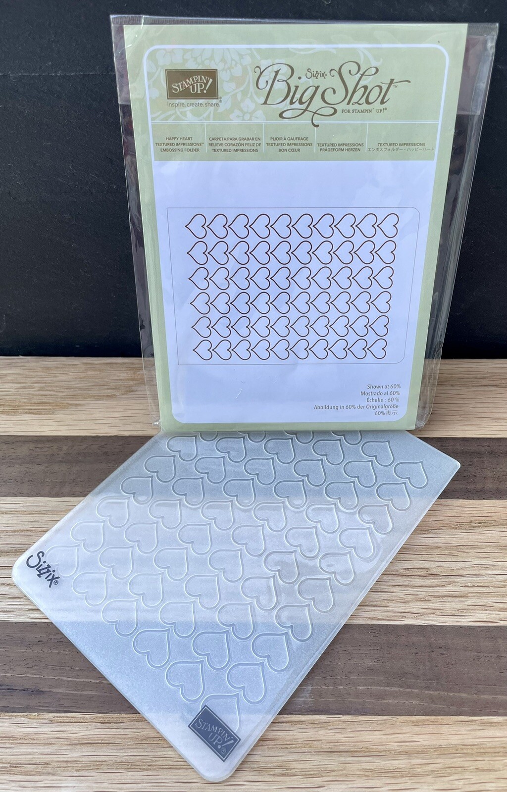 Stampin up Happy Heart Embossing Folder Textured Impressions Big Shot ...